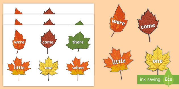 Phase 4 Autumn Leaves Tricky Words Display Cut-Outs