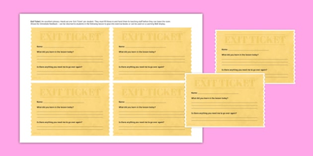Exit Tickets Plenary (teacher made)