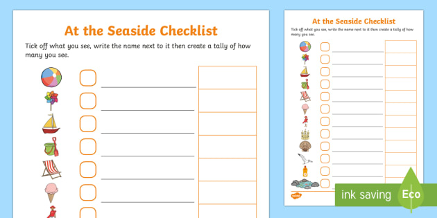 Seaside trip checklist | Cool seaside list template!