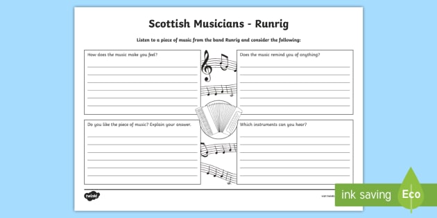 Runrig Listen to Music Worksheet / Worksheet (teacher made)