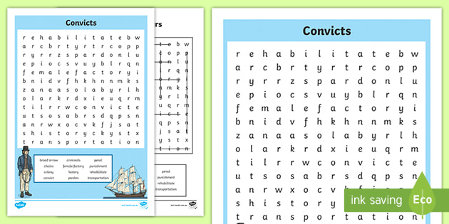 Convict Word Search (teacher made)