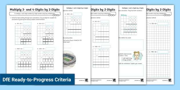 👉 Multiply 3- and 4-Digits by 2-Digits Differentiated Maths Activity