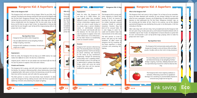 The Kangaroo Kid: A Superhero Differentiated Fact File