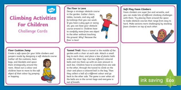 FREE! - Climbing Activities For Kids Challenge Cards