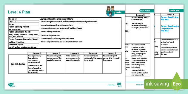 'eer' saying /ear/ Lesson Plan - Level 6 Week 13