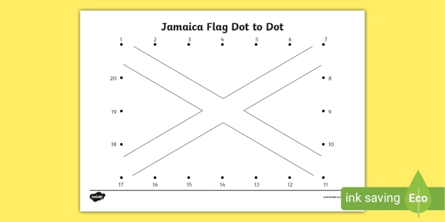 Jamaica Flag Dot to Dot Worksheet