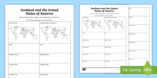 Scotland and America Research Worksheet