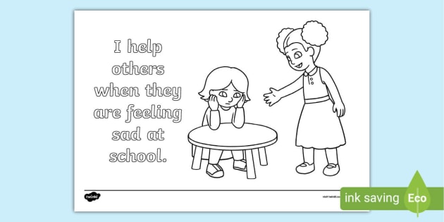 Helping Others Colouring Page Positive Behaviours
