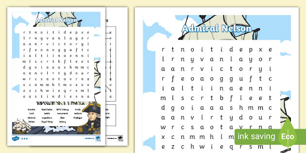 Admiral Nelson Word Search (teacher made)
