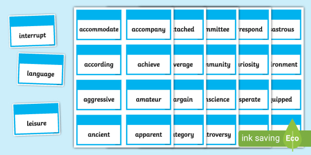 Year 5 and 6 Common Exception Words on Flashcards