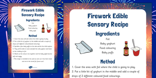 Firework Edible Sensory Recipe (teacher made)