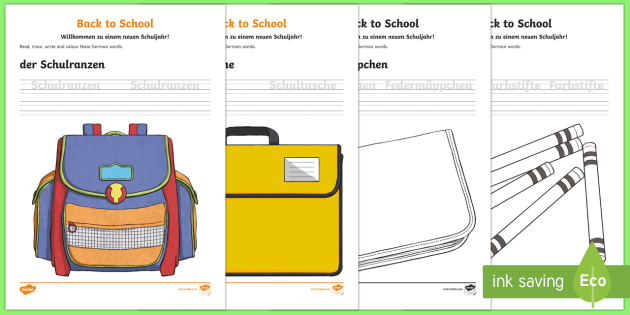 Back to School Read Trace Write Colour Worksheet / Worksheets