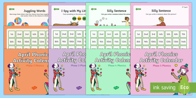 April Phonics Activity Calendar PowerPoint Pack