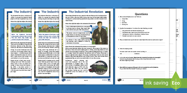 KS2 Industrial Revolution Reading Comprehension Activity
