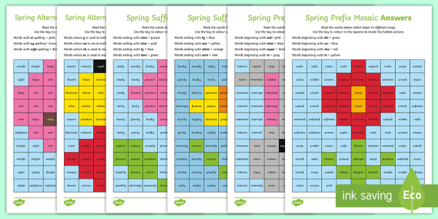 LKS2 Spring Spelling Patterns Mosaic Activity Pack