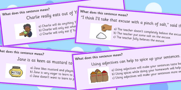 Food Idioms Multiple Choice Cards Set 3 (teacher made)
