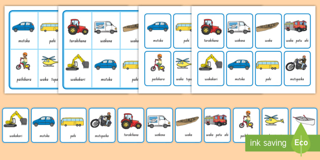 Transport Matching Cards and Board Game Te Reo Māori