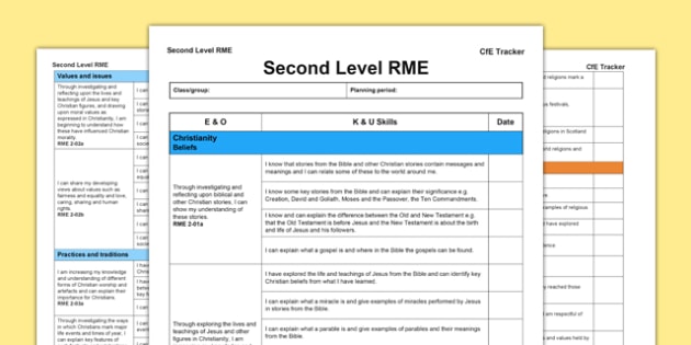 RME CfE Second Level Tracker