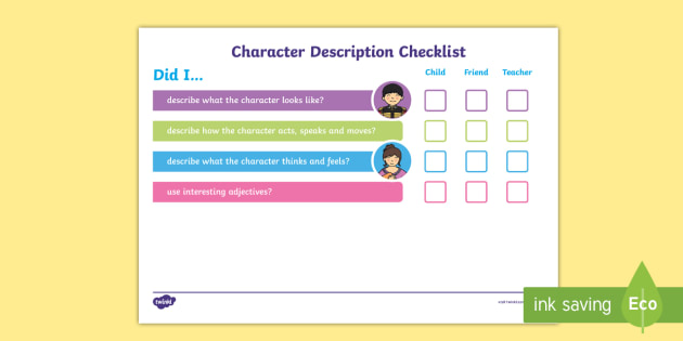 KS1 Character Description Checklist teacher Made 
