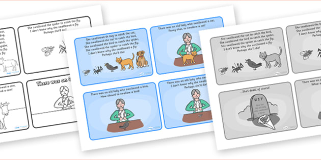 There was an Old Lady Sequencing (4 per A4) (teacher made)