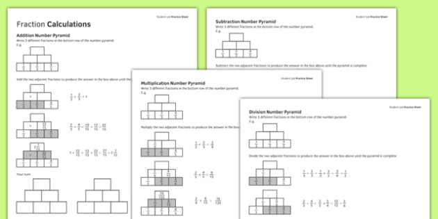 KS3_KS4 Maths Student-Led Practice Sheets Fraction Calculations