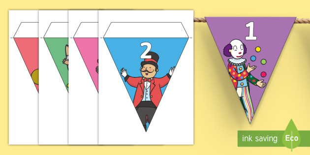 Circus Themed 1 to 20 Number Display Bunting - Circus Themed Number Bunting