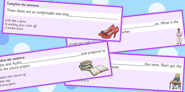 Clothes Idioms Complete The Sentence Cards (teacher made)