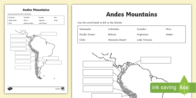 Andes Mountains Worksheet (Teacher-Made)