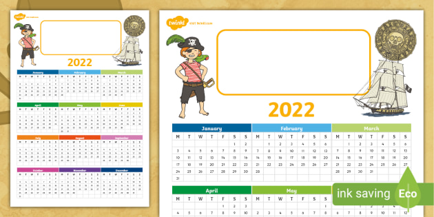 Pirate-Themed Calendar - Pirate Themed Editable Calendar