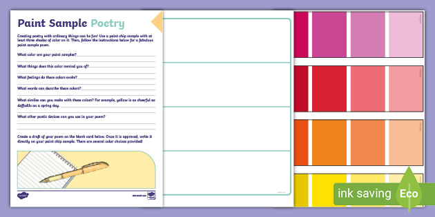 Paint Chip Poetry Template Activity | Twinkl USA