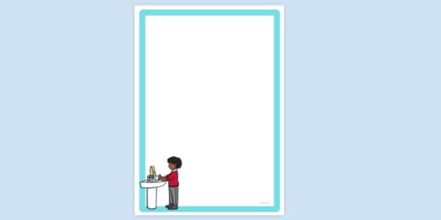 FREE! - Simple Blank Girl Washing Hands Page Border