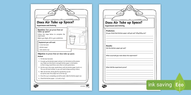 Does Air Take up Space? Experiment and Worksheet