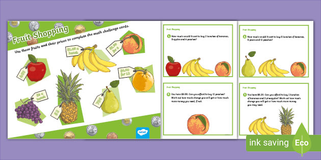 Shopping Math Challenge Cards - Elementary Math Resource