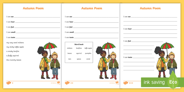 * NEW * Autumn Poem Differentiated Writing Frames - Autumn, KS1