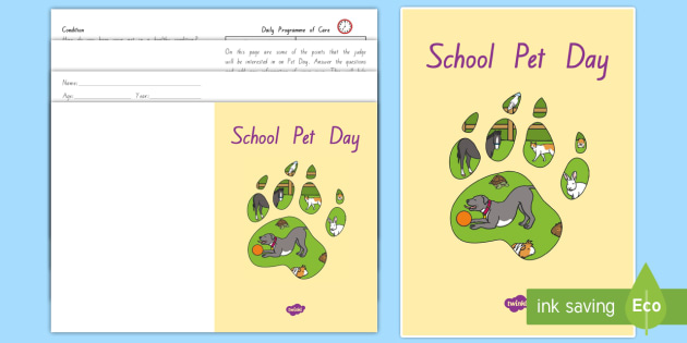 Junior Pet Diary for Pet Day Booklet (teacher made)