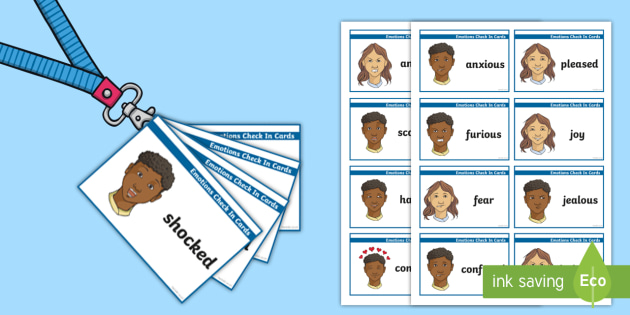 Lanyard-Sized Emotions Check In Cards (teacher made)