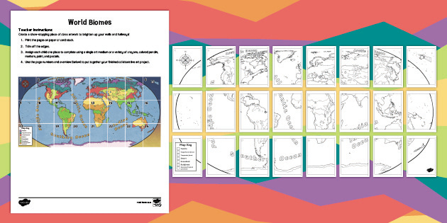 World Biomes Map Collaborative Art Pack (teacher made)