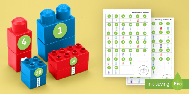 Numerals and Counting Number Shapes to Ten Matching Connecting Bricks Game