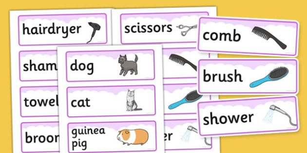 Pet Groomers Role Play Labels