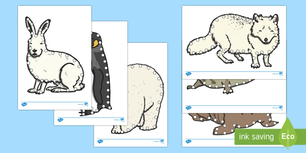 Polar Animals Lacing Cards