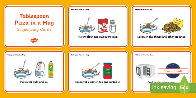 👉 Tablespoon Pizza in a Mug Sequencing Cards