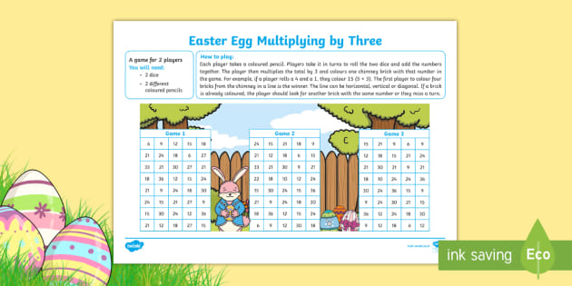 Easter Egg Multiplying by Three Worksheet (teacher made)