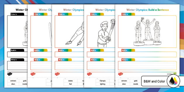 Winter Olympics Build-a-Sentence Worksheets | Twinkl