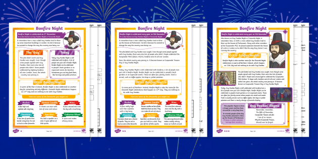 Bonfire Night Reading Comprehension - Primary Resource
