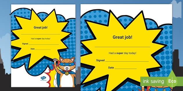 Super Behavior Parent Communication Note