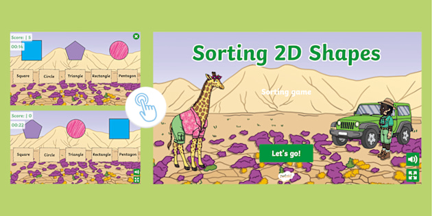 KS1 Recognising 2D Shapes Interactive 2D Shape Sorting Game