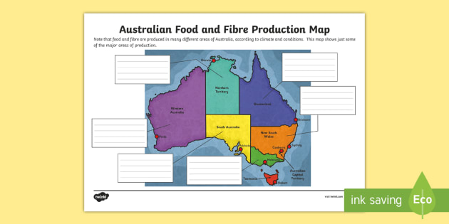 Australian Food and Fibre Production Map (teacher made)