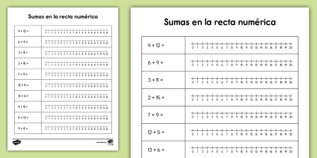 Hojas De Trabajo De Resta De Línea Numérica