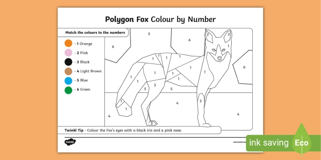 FREE! - Polygon Fox Colour by Number Worksheet