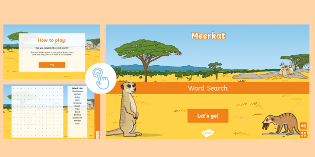 Interactive Meerkat Themed Word Search (teacher made)